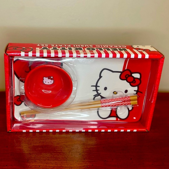 Sanrio | Dining | Nib Adorable Hello Kitty Sushi Plate Set W Chopsticks ...